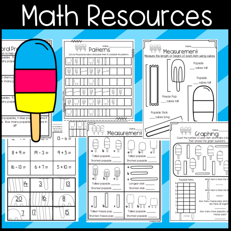 Popsicle Day Themed Activities and Worksheets: End of the Year Review ...