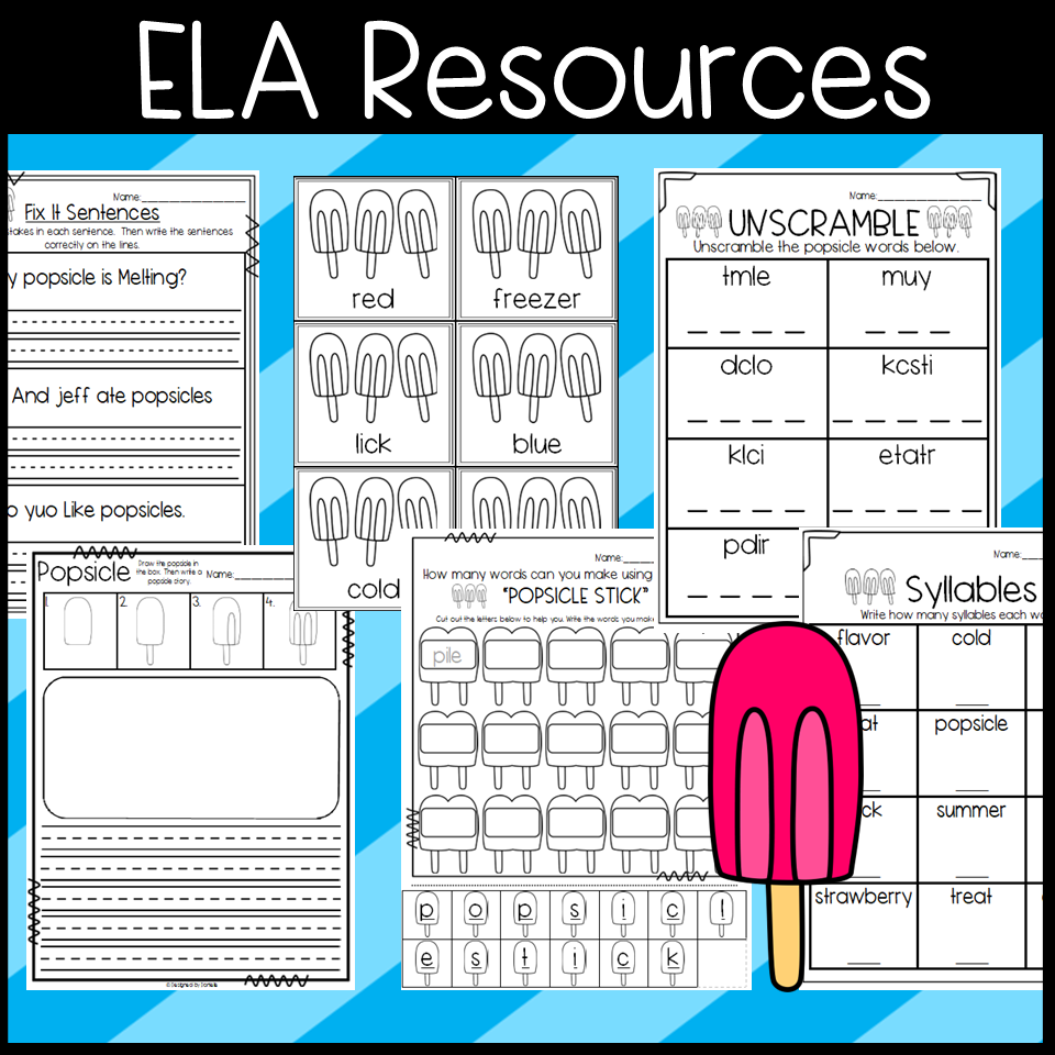Popsicle Day Themed Activities and Worksheets: End of the Year Review ...