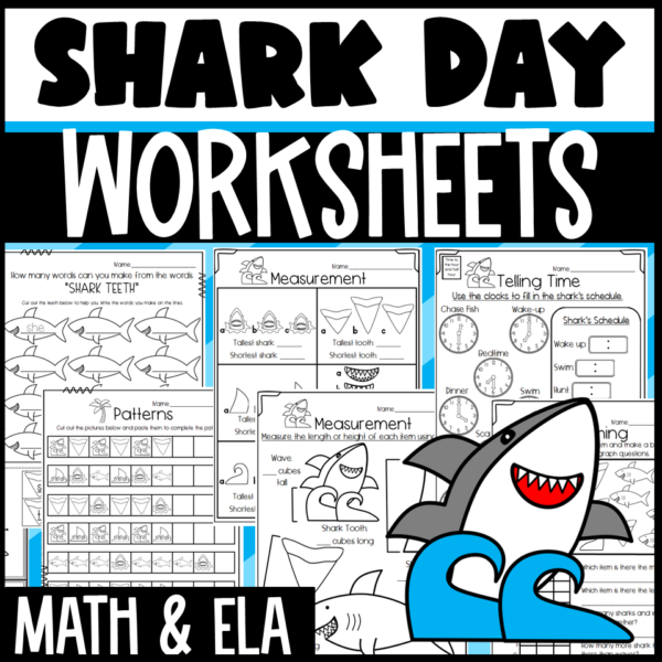 Shark Day Themed Activities and Worksheets: End of the Year Review ...