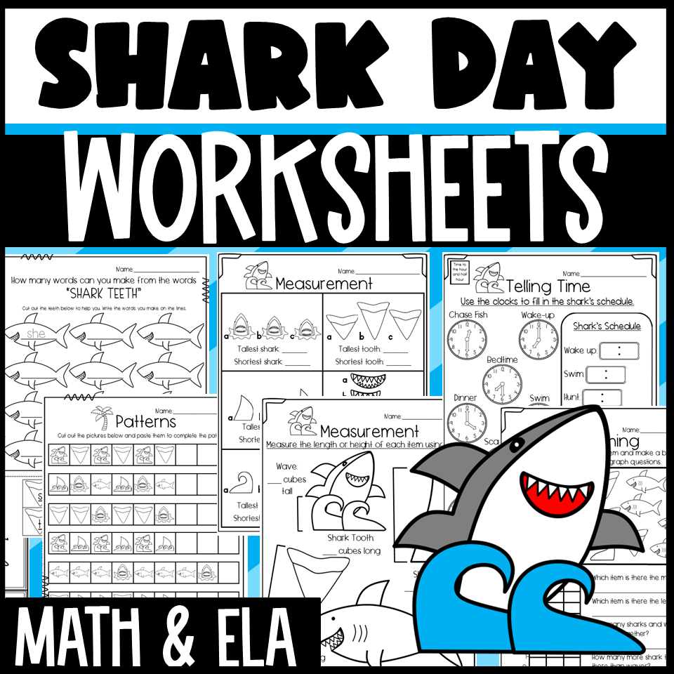 Shark Day Themed Activities and Worksheets: End of the Year Review ...