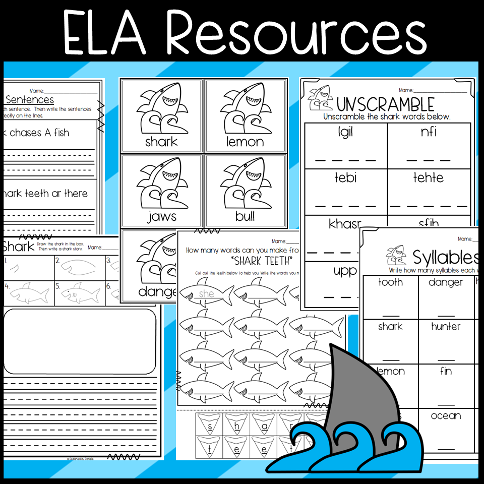 Shark Day Themed Activities and Worksheets: End of the Year Review ...