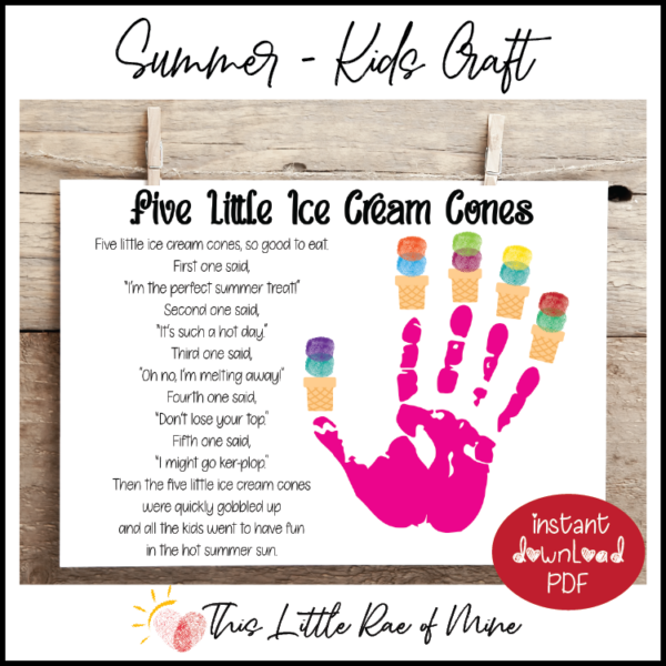Five Little Ice Cream Cones - summer - Poem - handprint Art Keepsake ...