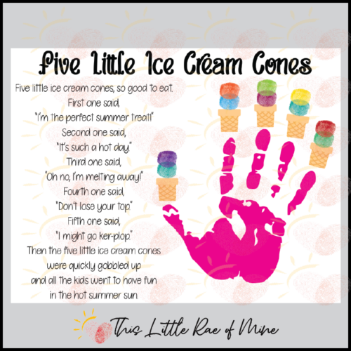 Five Little Ice Cream Cones - summer - Poem - handprint Art Keepsake ...
