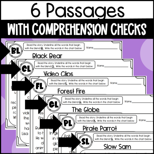 Beginning L Blends Reading Passages with Comprehension Questions | Made By Teachers