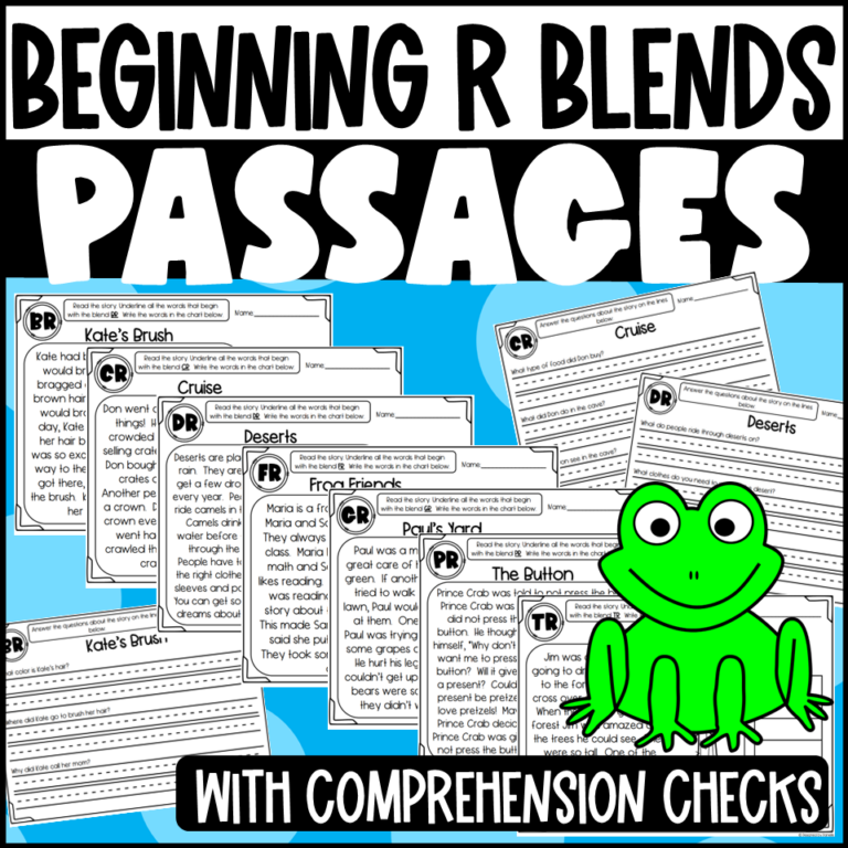 Beginning R Blends Reading Passages with Comprehension Questions | Made ...