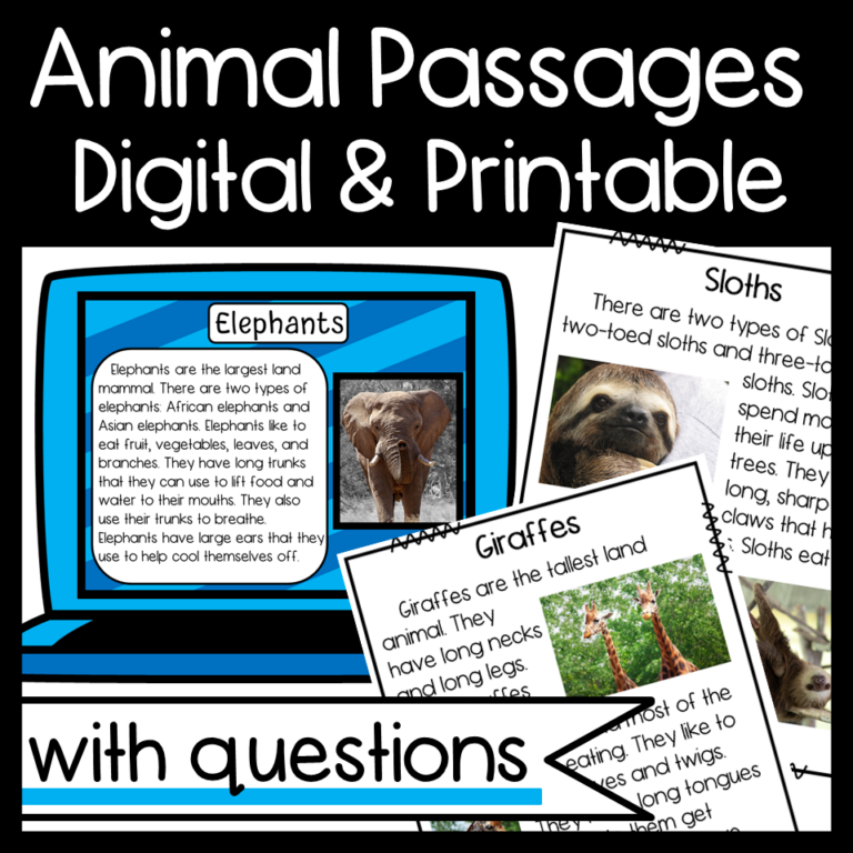 Non-Fiction Animal Passages: Main topic/Key Details/Ask and Answer ...