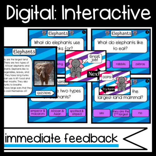 Non-Fiction Animal Passages: Main topic/Key Details/Ask and Answer ...