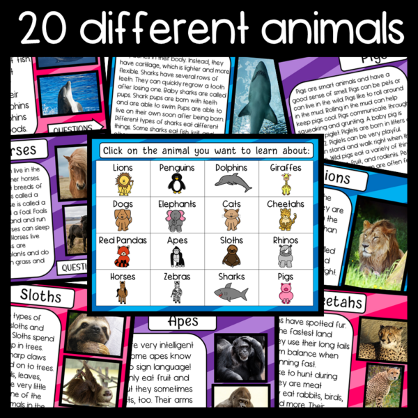Non-Fiction Animal Passages: Main topic/Key Details/Ask and Answer ...