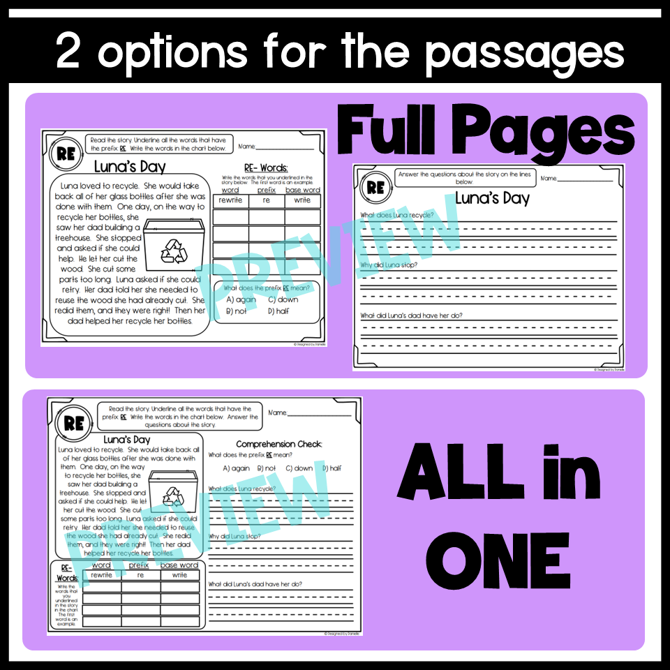 Prefix Passages with Comprehension Questions | Made By Teachers