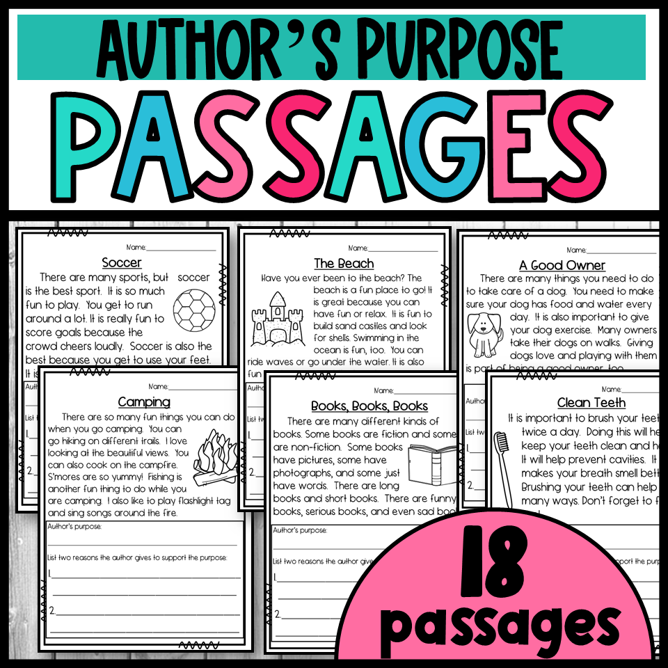 RI.1.8 Passages: Author's purpose and Supporting Reasons | Made By Teachers