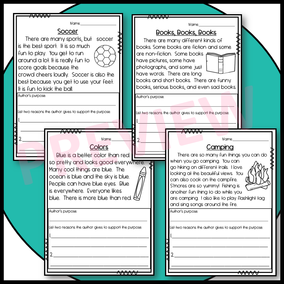 RI.1.8 Passages: Author's purpose and Supporting Reasons | Made By Teachers