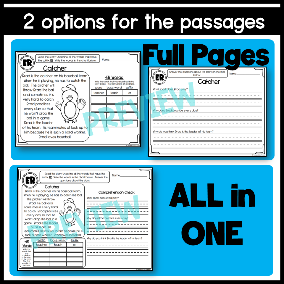 Suffix Passages with Comprehension Questions | Made By Teachers