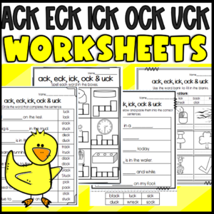 ack, eck, ick, ock, & uck Word Family Worksheets | Made By Teachers