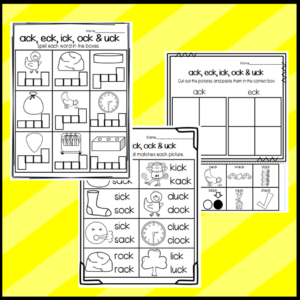 ack, eck, ick, ock, & uck Word Family Worksheets | Made By Teachers