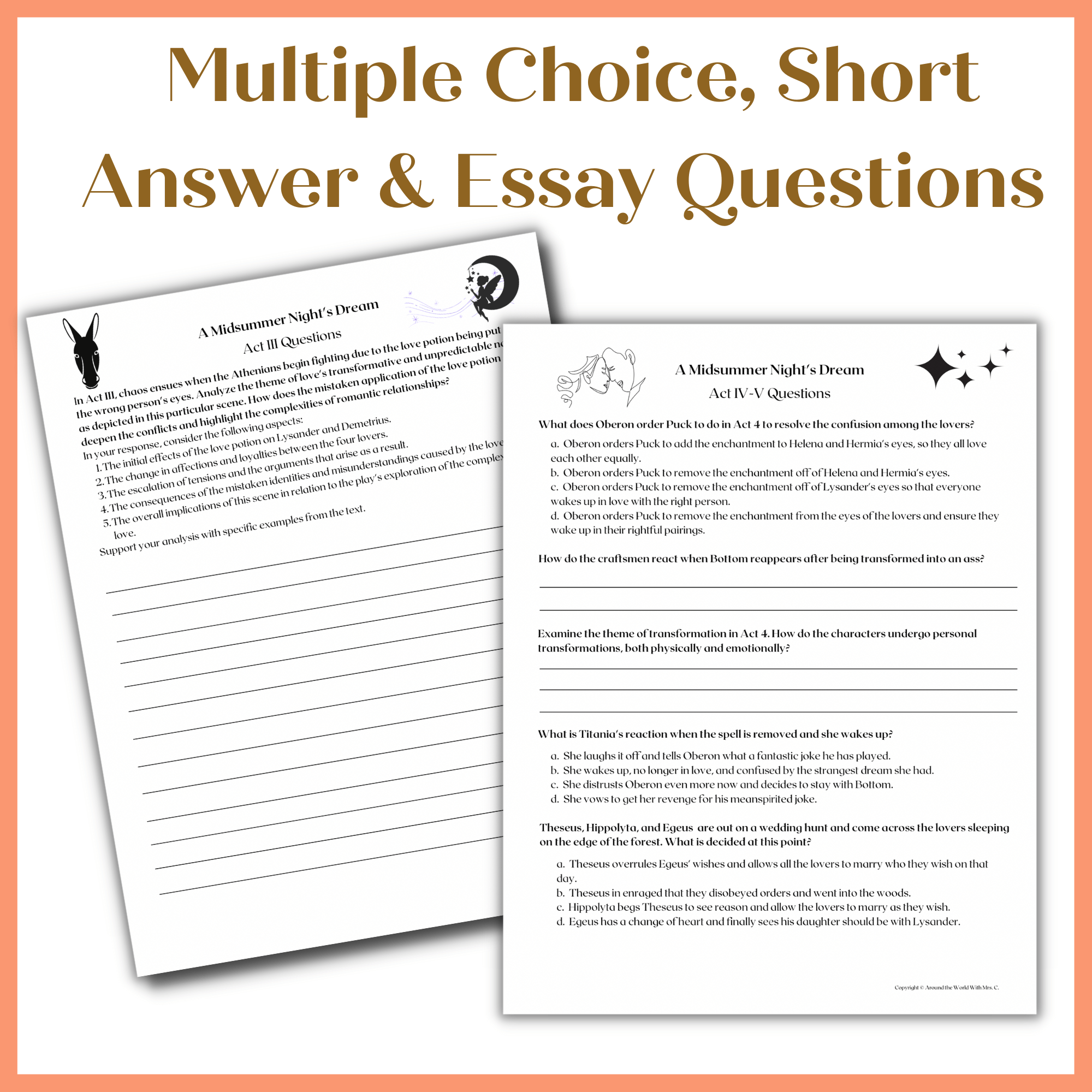 A Midsummer Night's Dream Act Questions | Made By Teachers