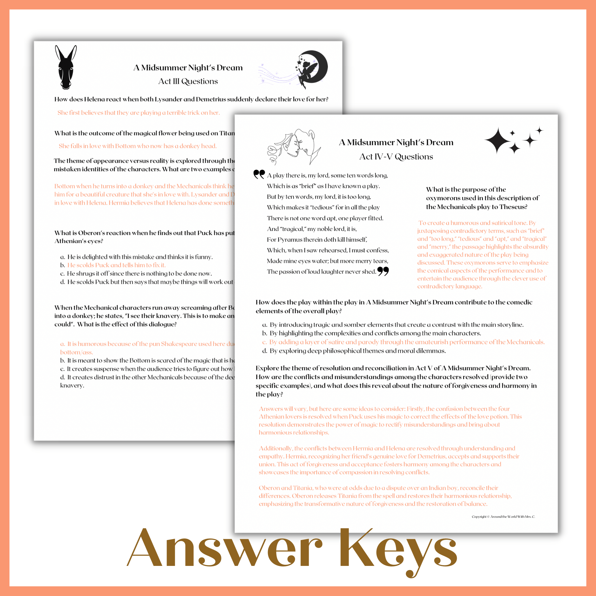 A Midsummer Night's Dream Act Questions | Made By Teachers