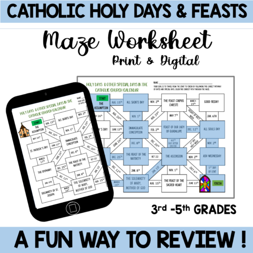 Catholic Holy Days of Obligation and Special Feast Days Maze (Print and ...
