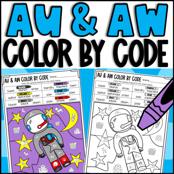 AU and AW Color by Code Worksheets: Diphthongs | Made By Teachers