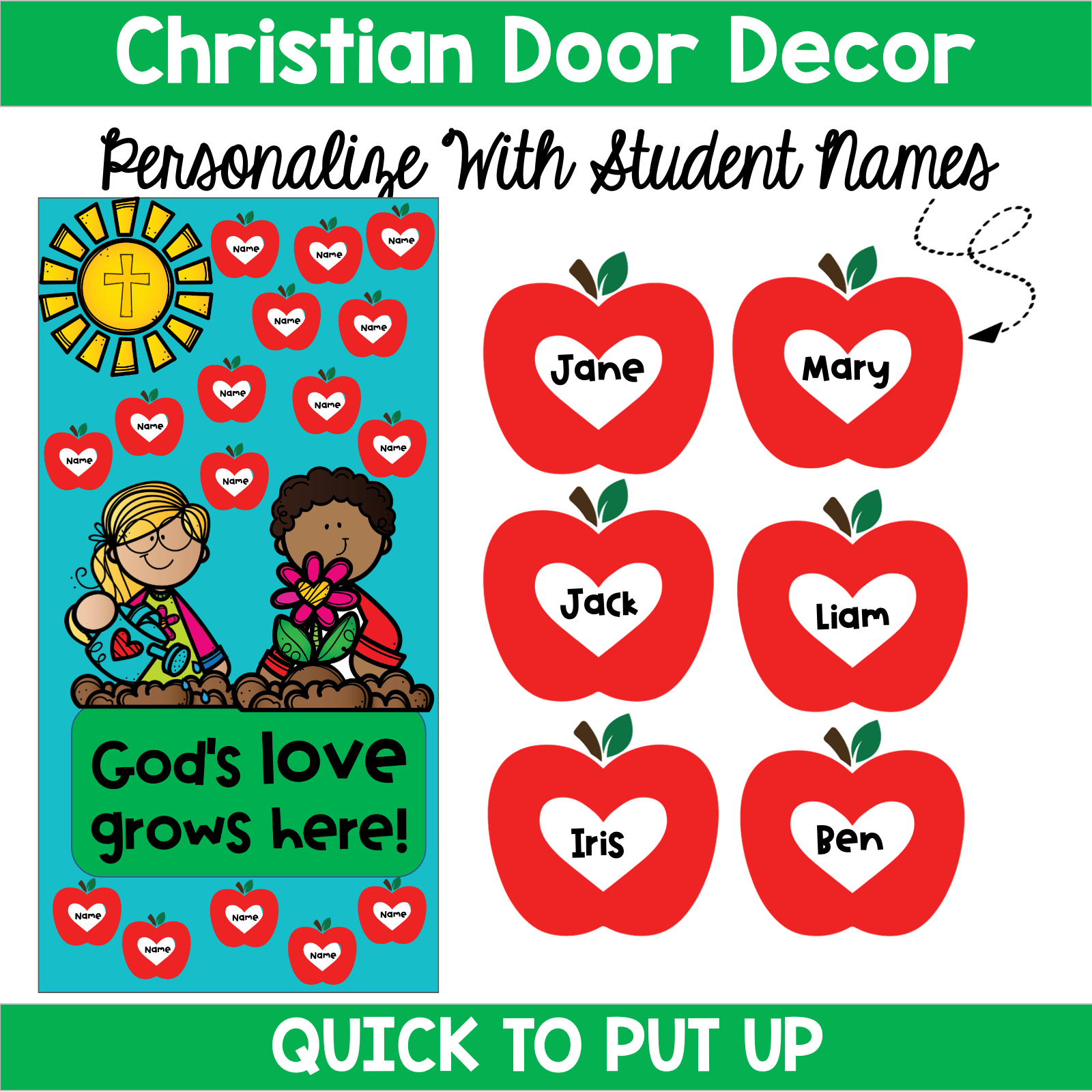 Editable Christian Back to School Bulletin Board/Door: God's Love Grows ...