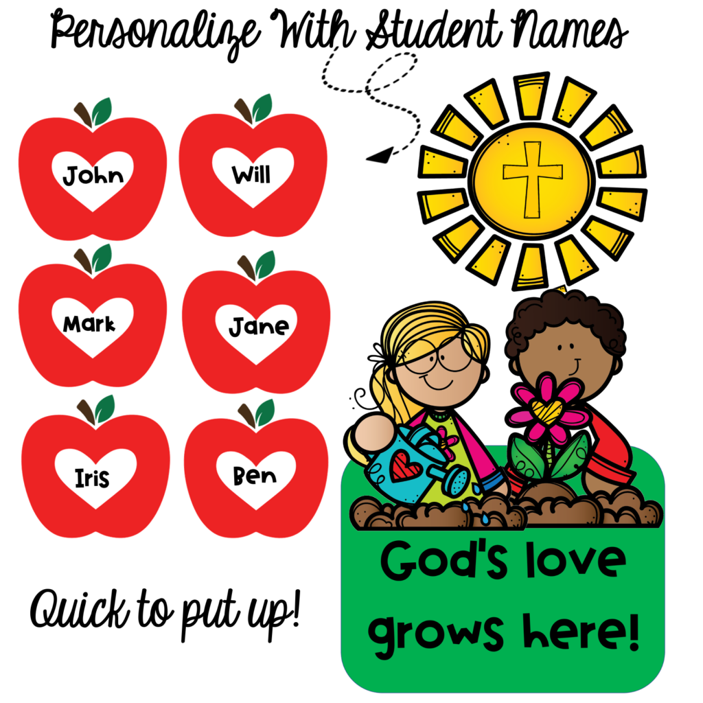 Editable Christian Back to School Bulletin Board/Door: God's Love Grows ...