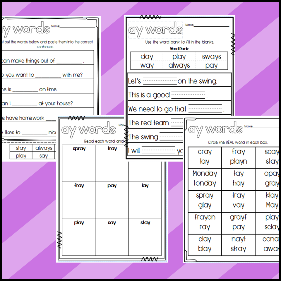 AY Words Worksheets | Made By Teachers