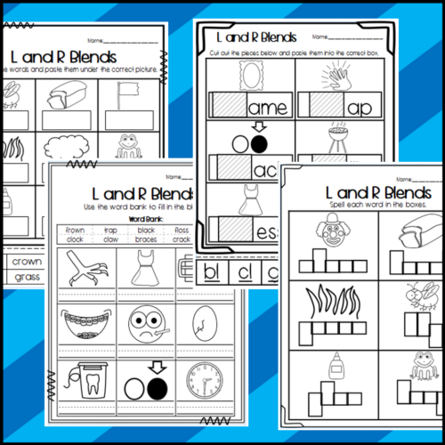 Beginning Blends L and R: Cut and Paste Sorts, Cloze Worksheets, & More ...