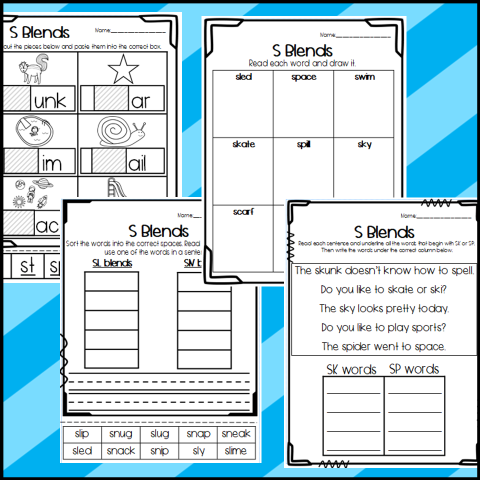 Beginning S Blends Worksheets | Made By Teachers