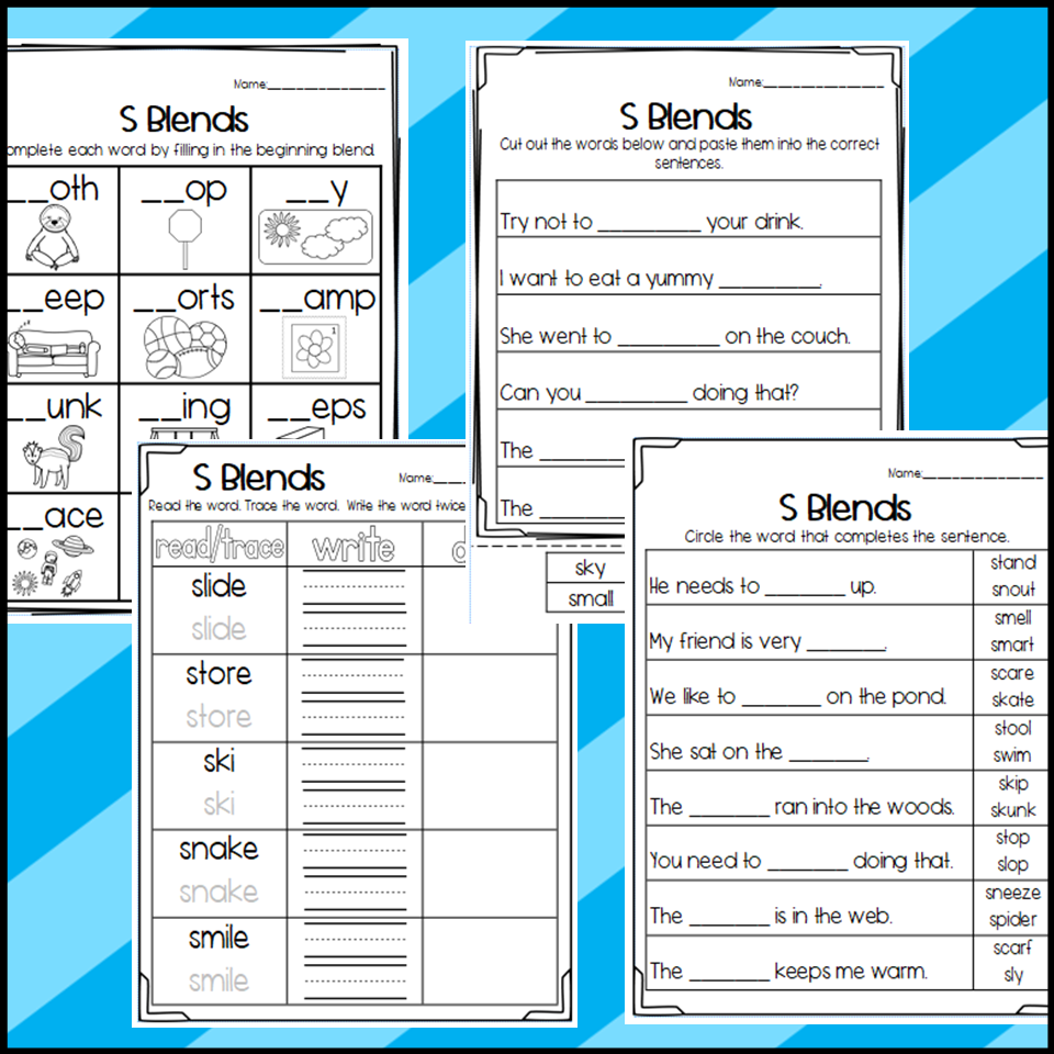 Beginning S Blends Worksheets | Made By Teachers