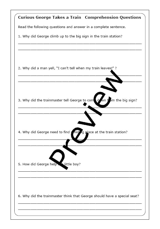 "Curious George Takes a Train" worksheets | Made By Teachers