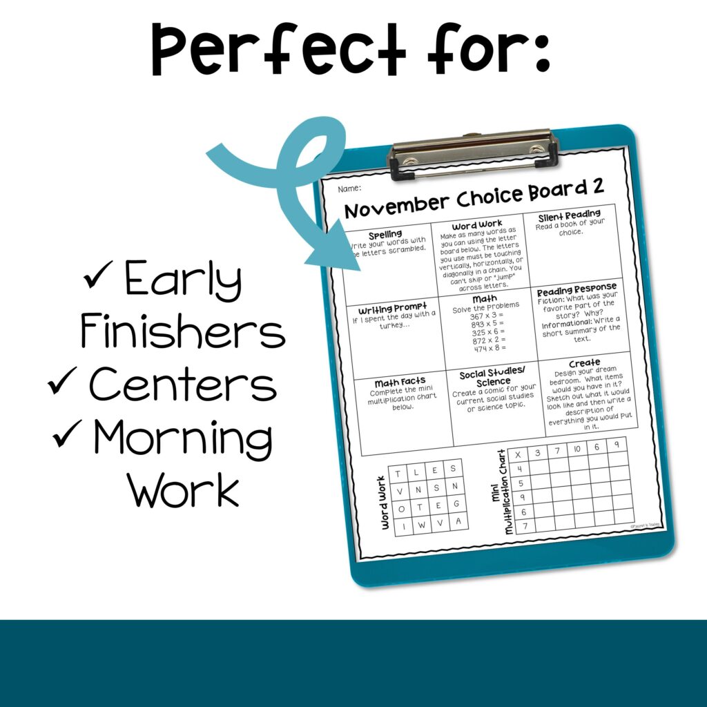 Early Finisher Choice Boards - Made By Teachers