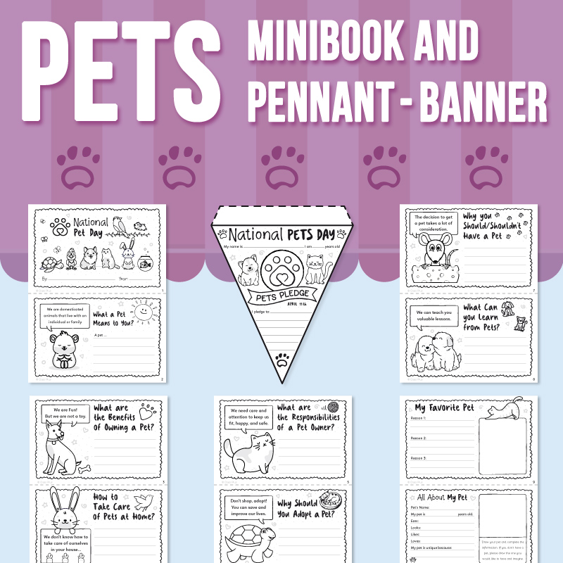 Pets Mini Book and Pennant | Banner | Made By Teachers