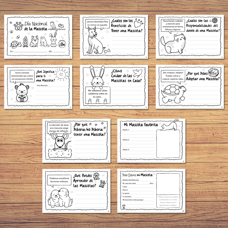 Mascotas Mini Libro y Banderín | Made By Teachers