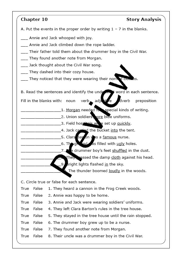 Magic Tree House "Civil War on Sunday" worksheets | Made By Teachers