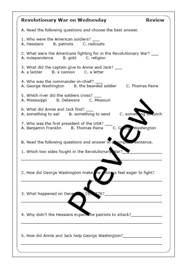 Magic Tree House "Revolutionary War on Wednesday" worksheets | Made By ...