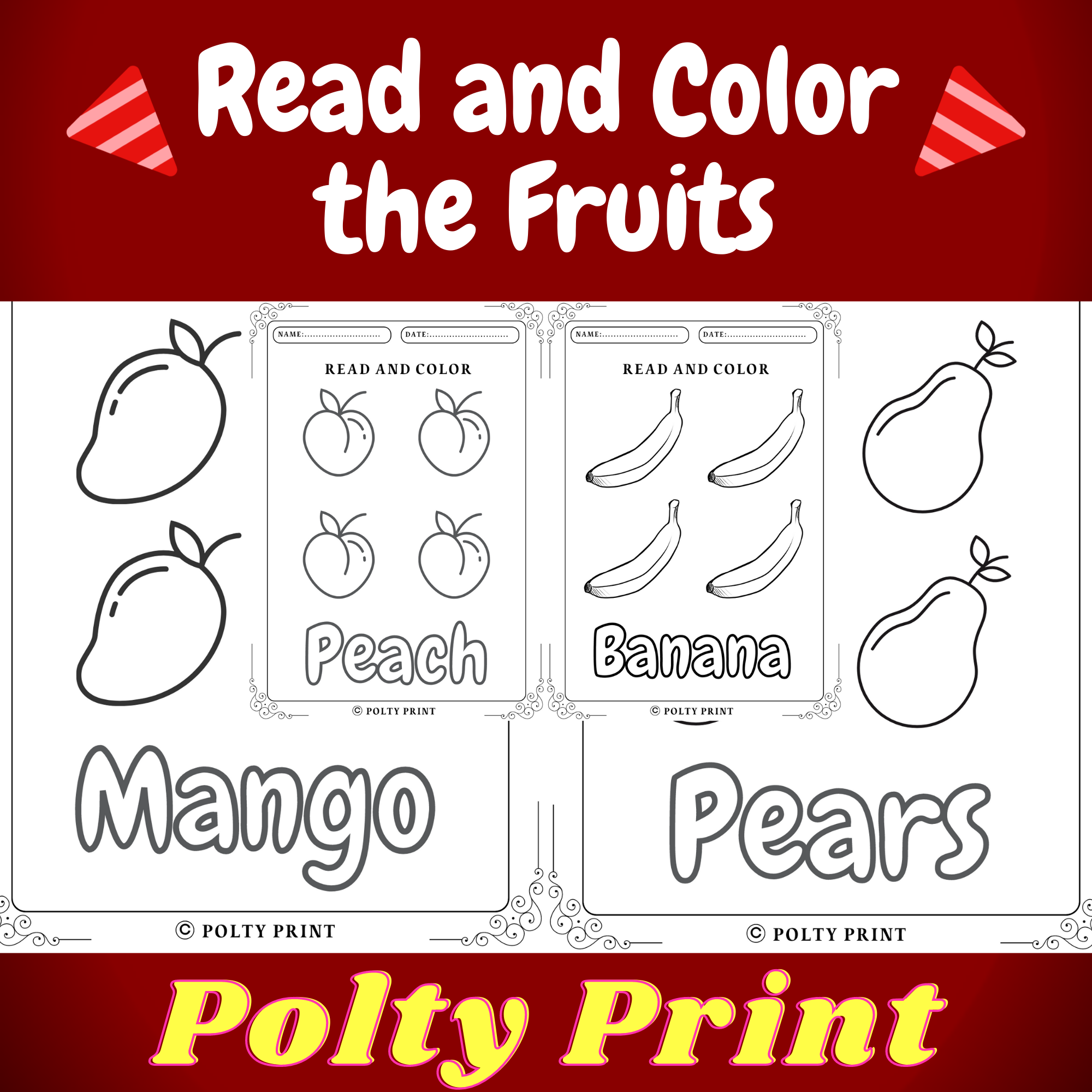 Read and Color the Fruits | Made By Teachers