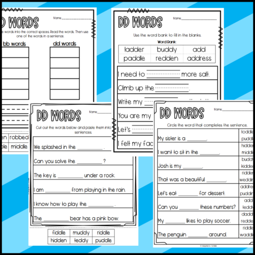 DD Words No Prep Worksheets: Double Letters | Made By Teachers