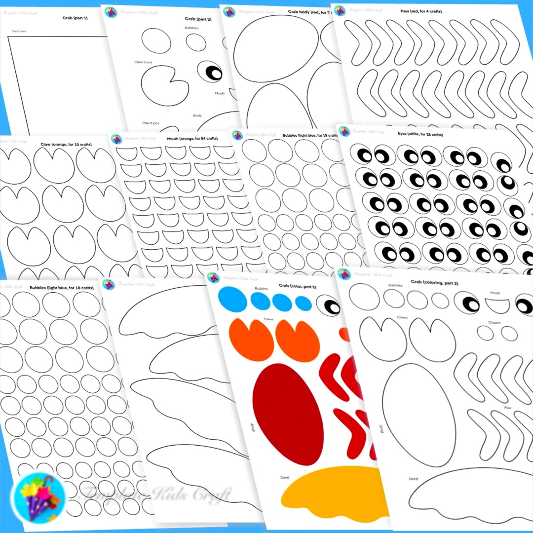 2D Shape Crab Craft Ocean Habitat Animal Under the Sea Life Crafts ...