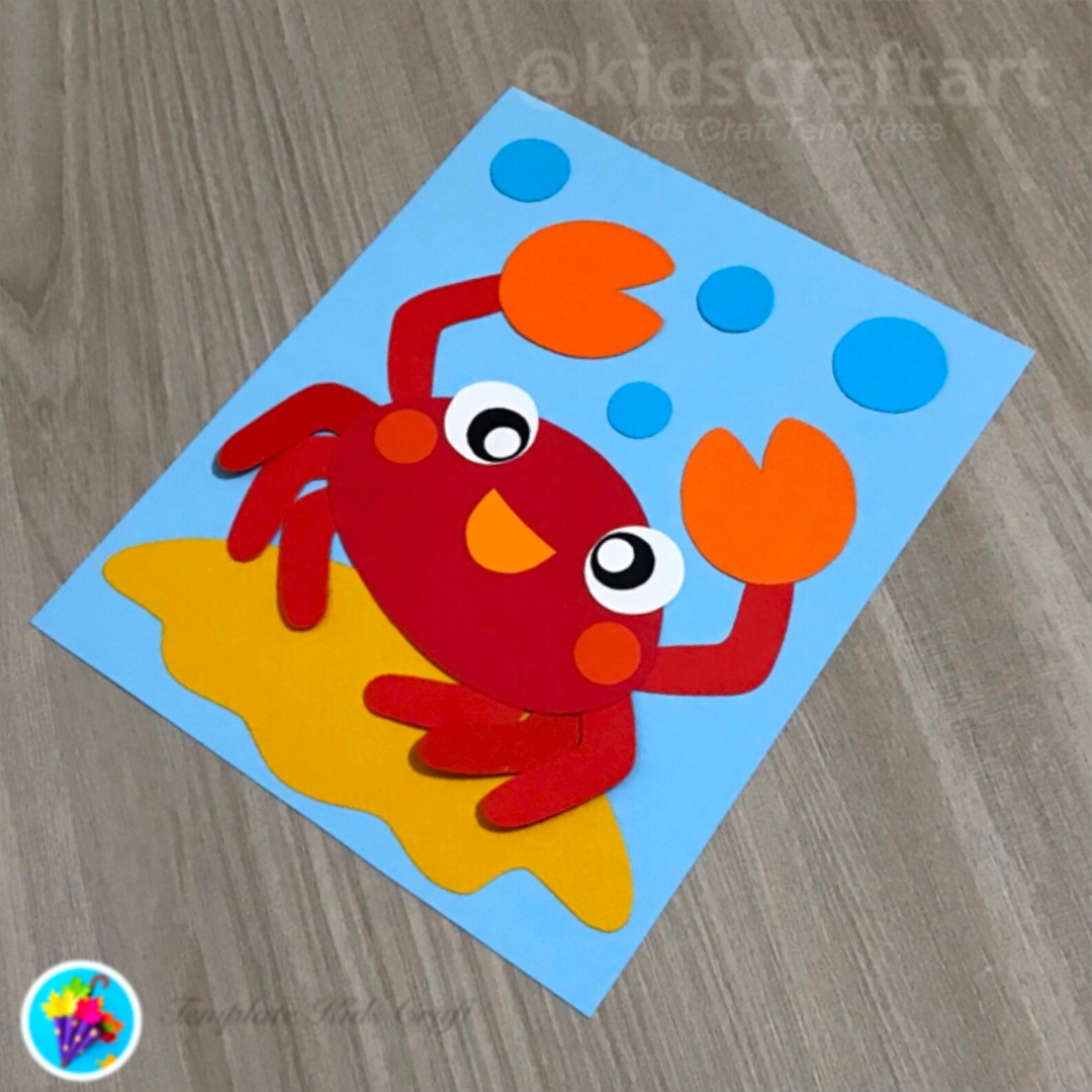 2D Shape Crab Craft Ocean Habitat Animal Under the Sea Life Crafts ...