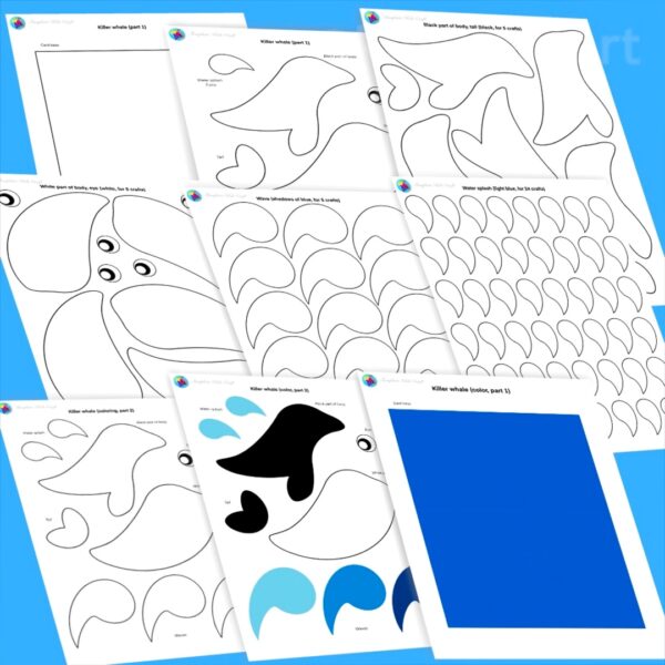 2D Shape Killer Whale Orca Craft Ocean Habitat Animal Under the Sea ...