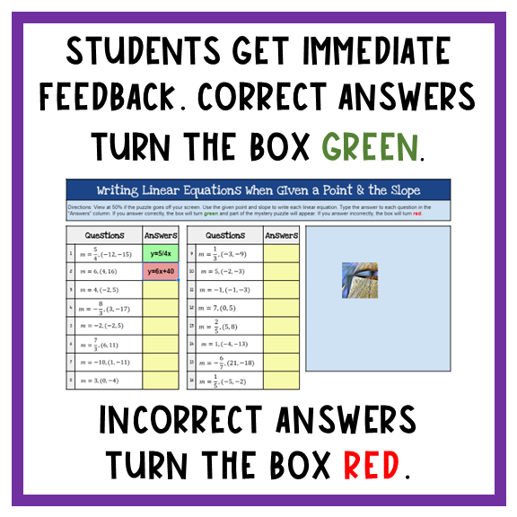Writing Linear Equations Given Slope and a Point Activity Digital Pixel ...