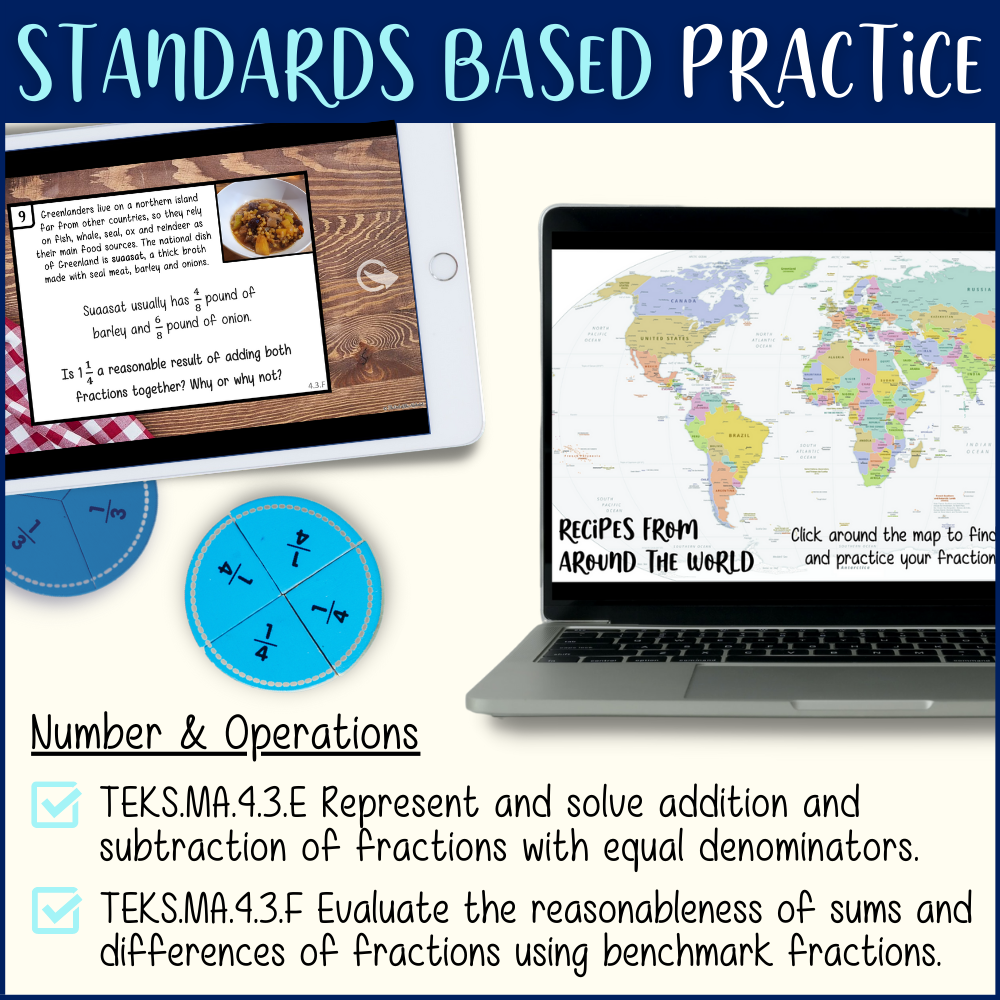Addition & Subtraction of Fractions in Diverse Recipes - TEKS 4.3E + 4 ...
