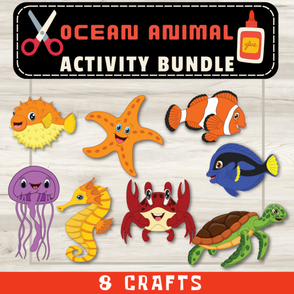 Ocean Animal Craft Cut & Paste Activity Bundle: Dive into Underwater ...