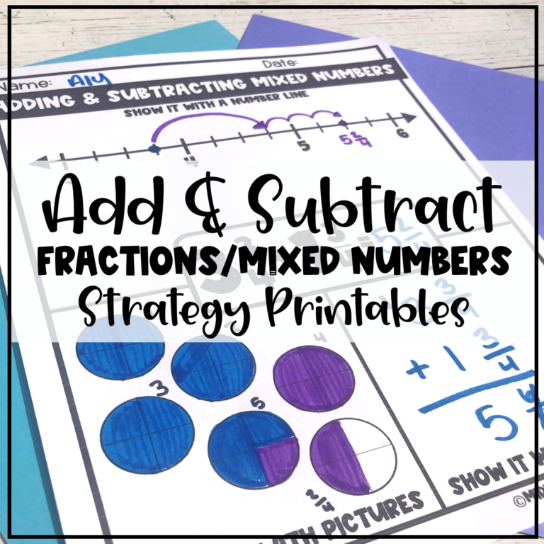 Add & Subtract Fractions & Mixed Numbers Multi Strategy Printable ...