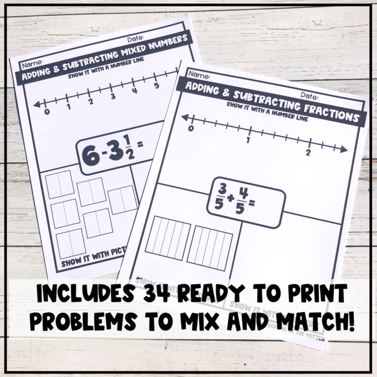 Add & Subtract Fractions & Mixed Numbers Multi Strategy Printable ...