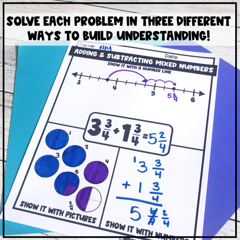 Add & Subtract Fractions & Mixed Numbers Multi Strategy Printable ...