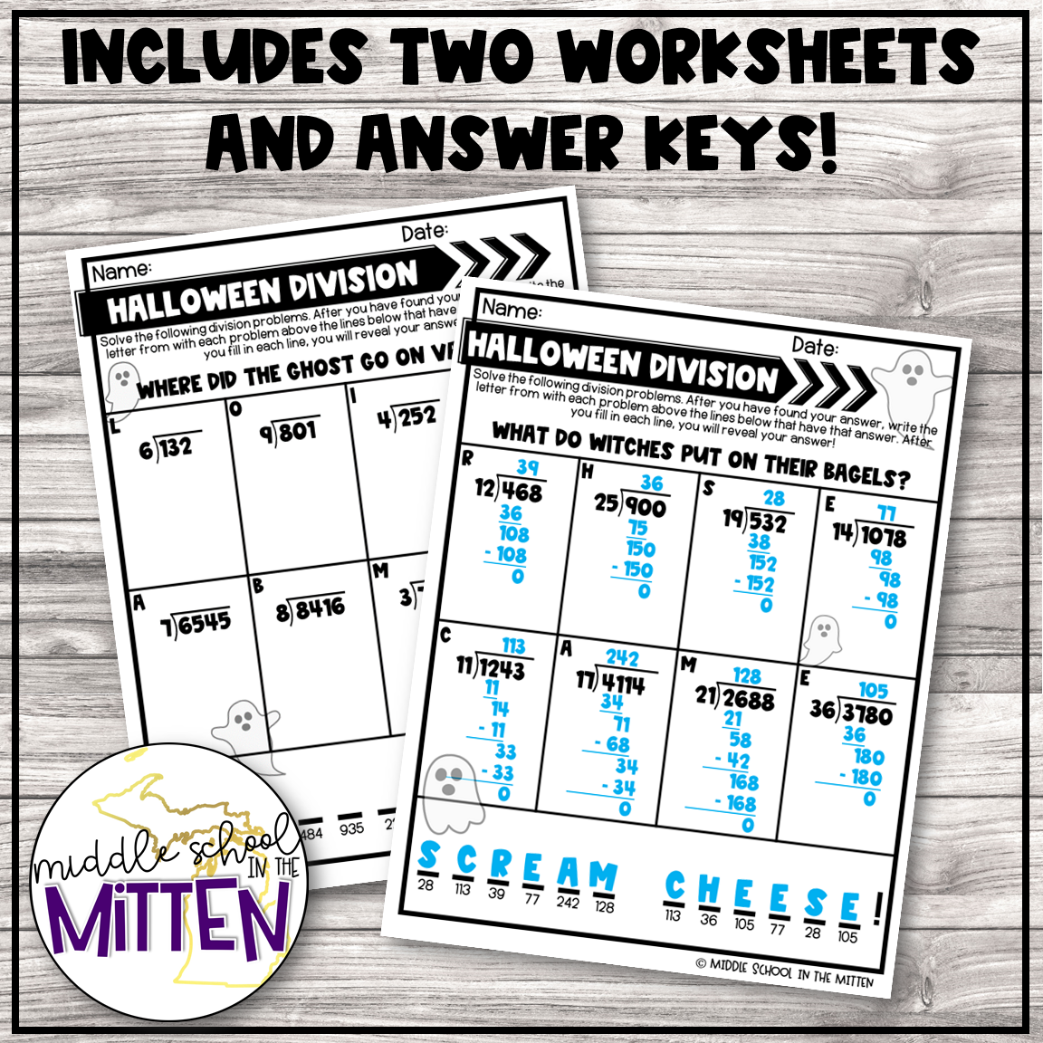 Halloween Long Division Corny Joke Printable Practice Pages | Made By ...