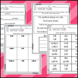 Double Letters LL Worksheets | Made By Teachers