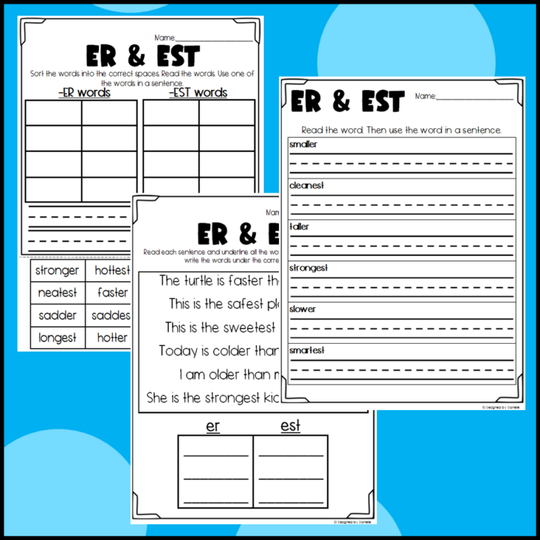 ER and EST Endings Worksheets: Comparative Endings | Made By Teachers