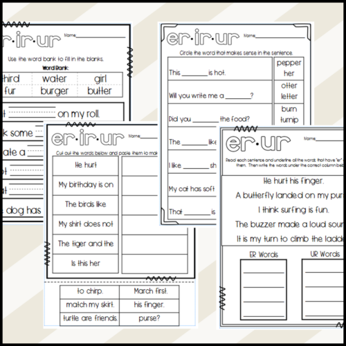 ER, IR, and UR Phonics Worksheets | Made By Teachers
