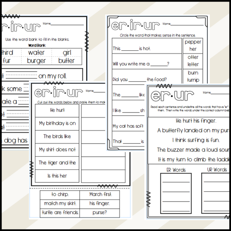ER, IR, and UR Phonics Worksheets | Made By Teachers